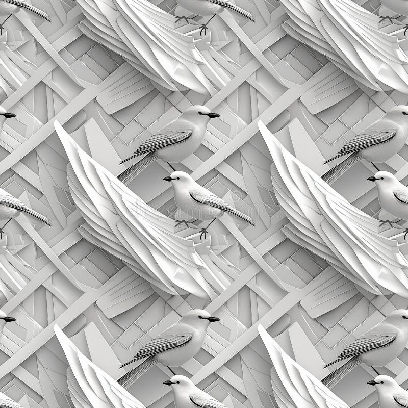 White Bird Perched on Paper Seamless Stock Illustration - Illustration ...