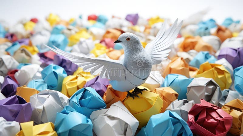 A White Bird Perched on a Pile of Paper, Perfect for Office or Creative ...