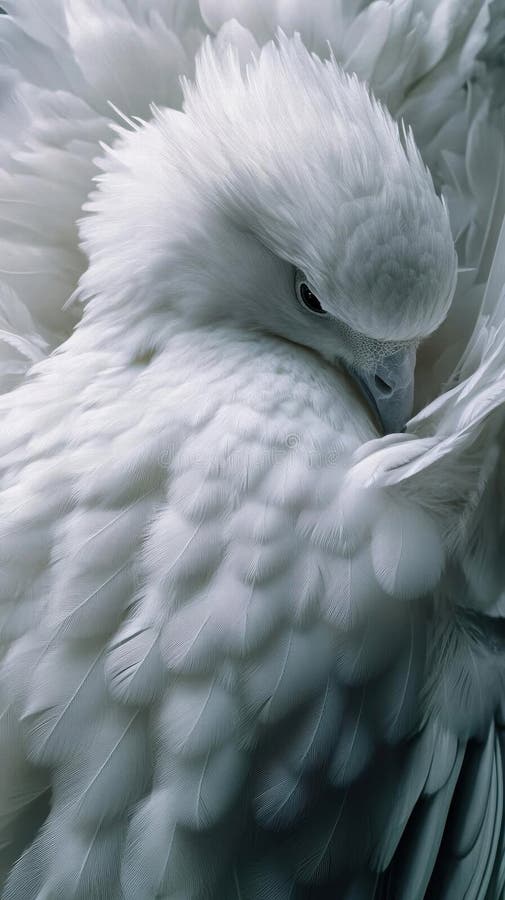 White Bird Preens Its Feathers Gently and Peacefully with Purity Theme ...