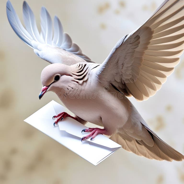 White Bird is Sitting on Top of a White Envelope Stock Illustration ...
