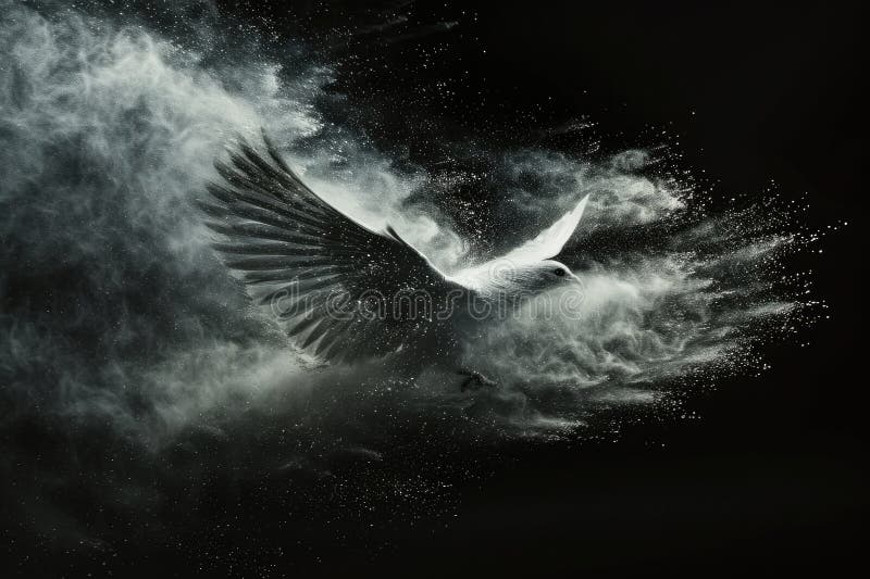 A White Bird Soars Gracefully, Wings Fully Extended in Flight Stock ...