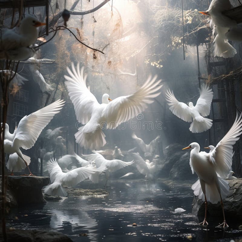 White Birds Made with Generative AI Illustration Stock Illustration ...