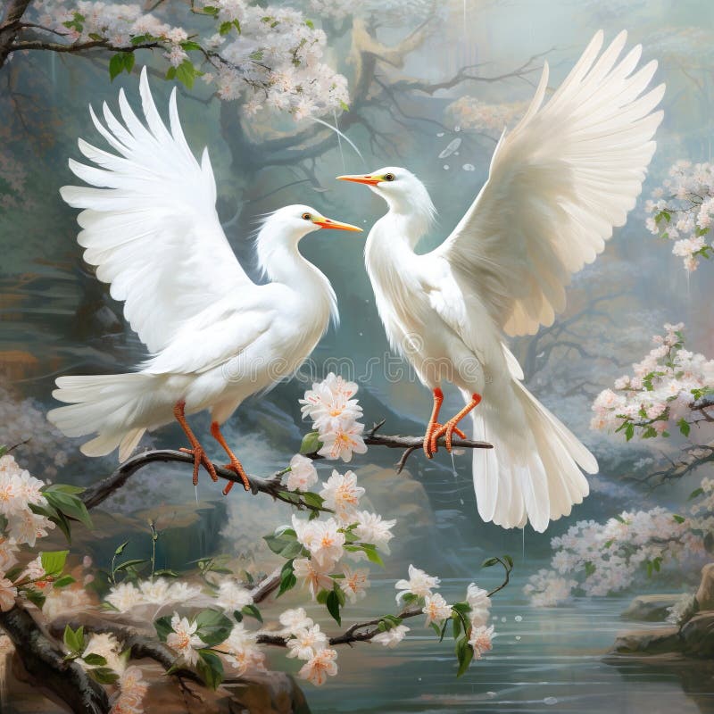 White Birds Made with Generative AI Illustration Stock Illustration ...