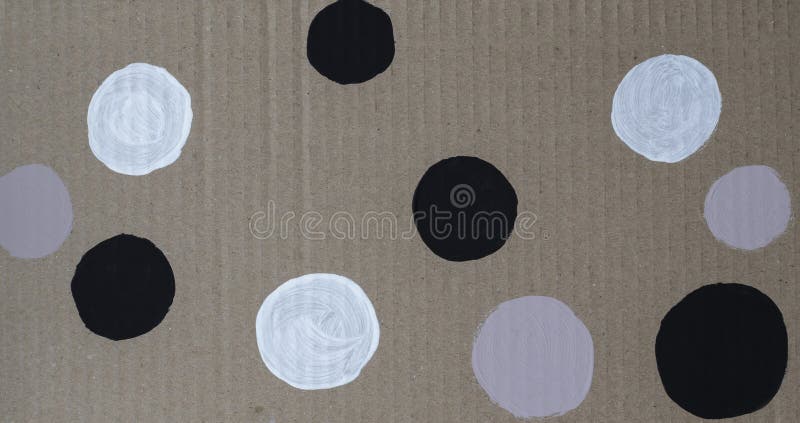 White, Black and Beige Chaotic Sloppy Circles on Cardboard. Abstract ...