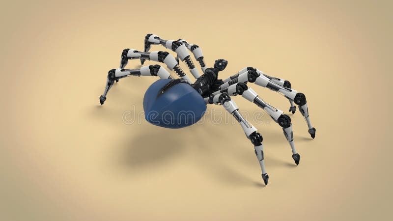 White, Black and Blue Steel Spider Robot 3d Illustration Stock ...
