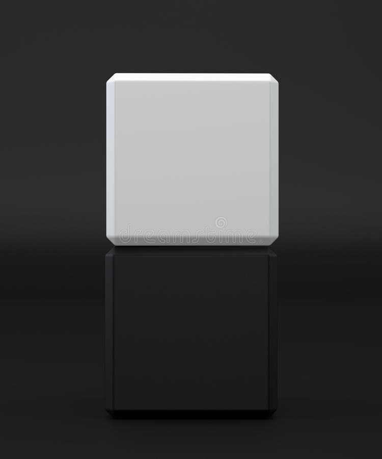 White and Black Box. Isolated on Black Background. Mock Up Template ...