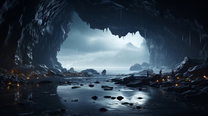 A White and Black Cave. Generative AI. Stock Photo - Image of ...