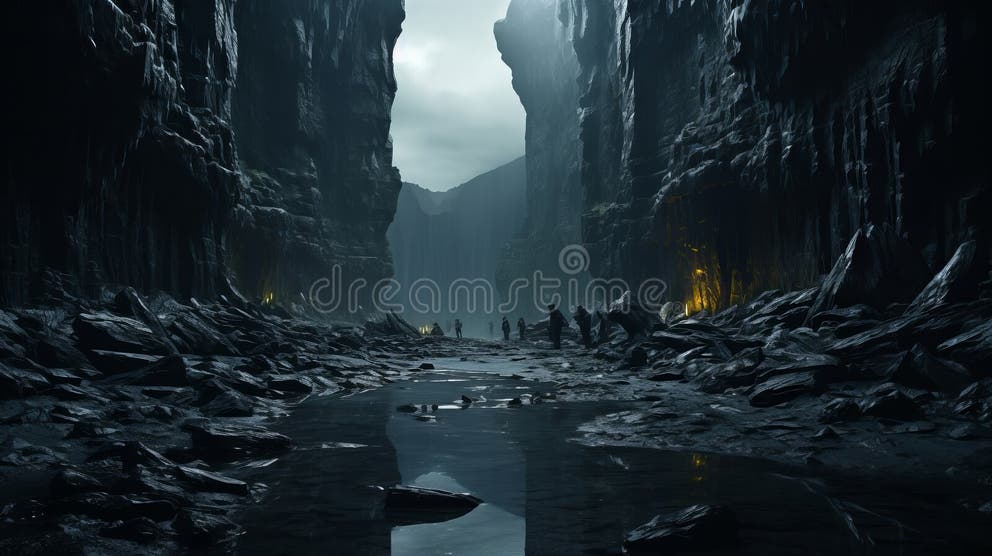 A White and Black Cave. Generative AI. Stock Photo - Image of scenic ...