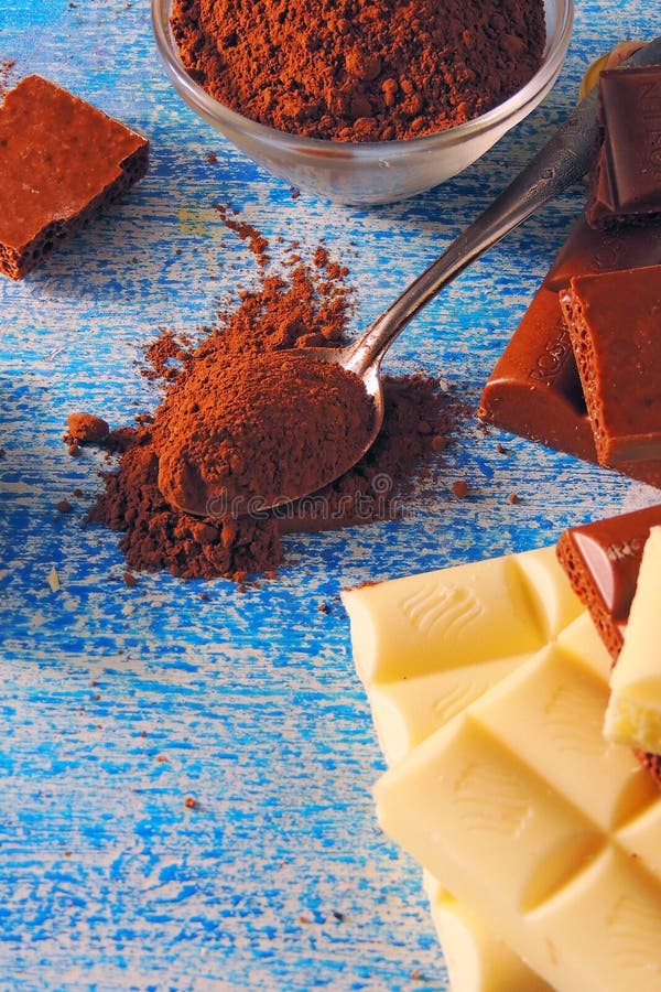 White, Black Chocolate and Cocoa Powder Stock Photo - Image of beans ...