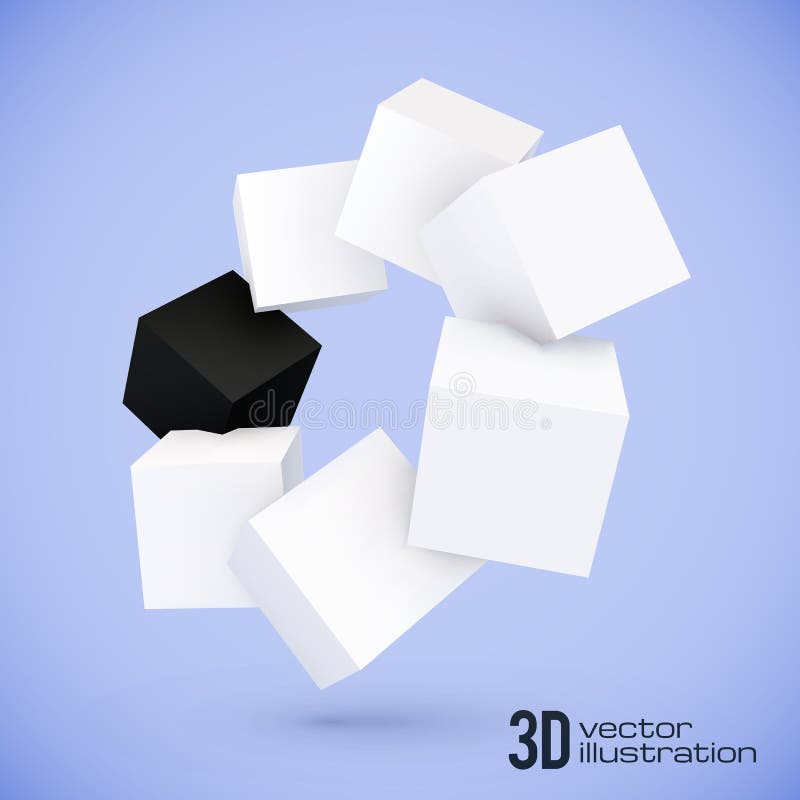 White and Black Cubes Vector Circle Stock Vector - Illustration of ...