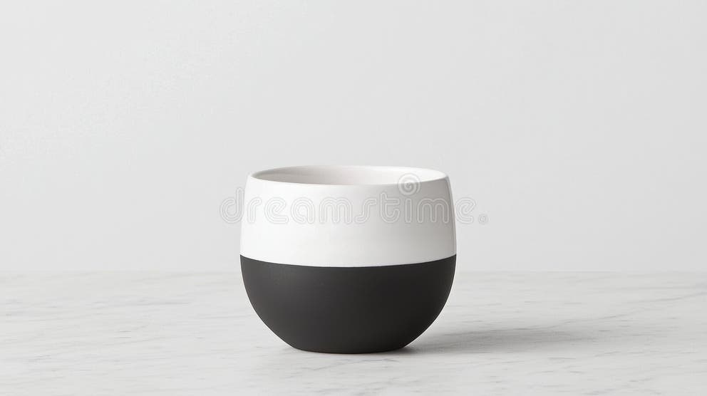 A White and Black Cup with a Black Base. Stock Photo - Image of ...