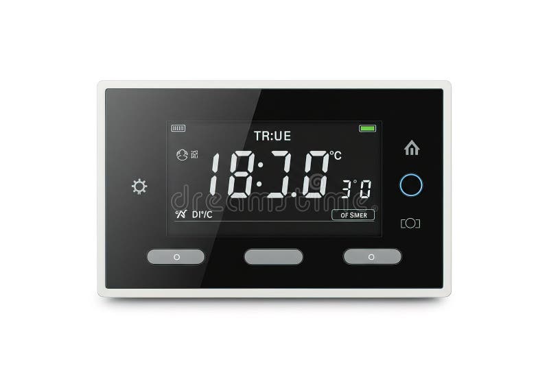 A White and Black Digital Clock with the Time of 18:07 on the Screen ...
