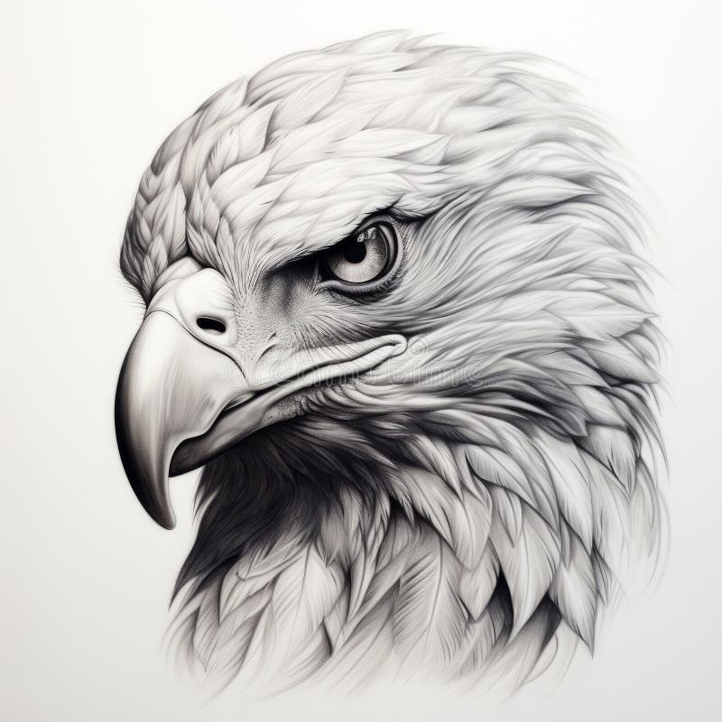 Realistic Eagle Head Tattoo Drawing on White Background Stock ...