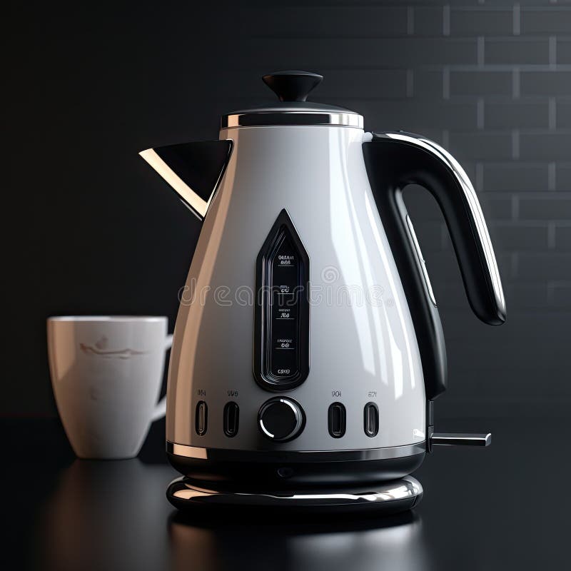 A White and Black Electric Kettle Sitting on Top of a Table. Generative ...