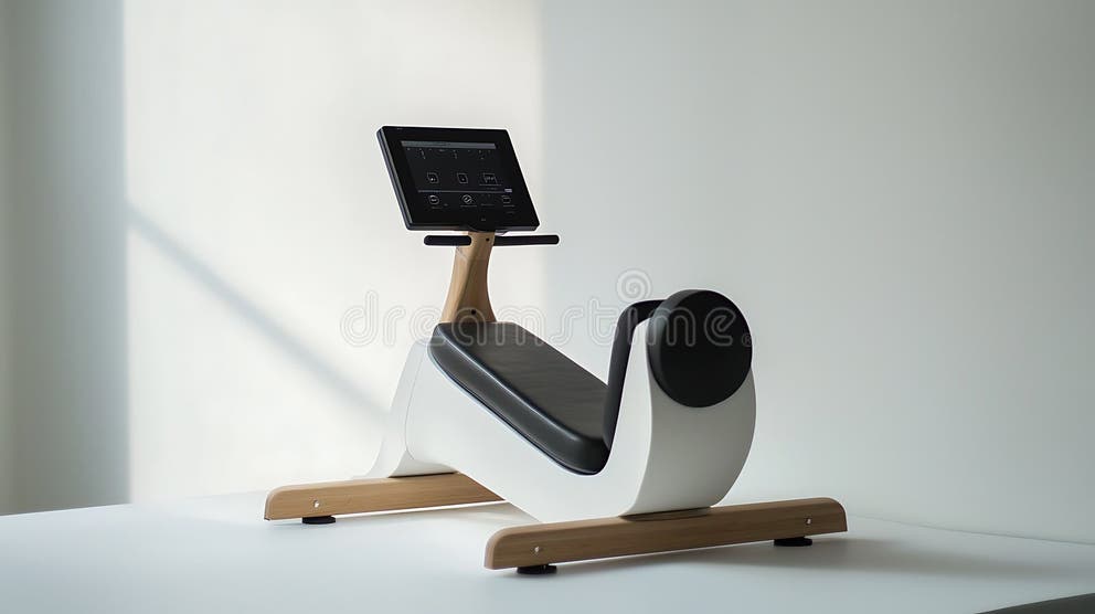 A White and Black Exercise Machine with a Black and White Screen Stock ...