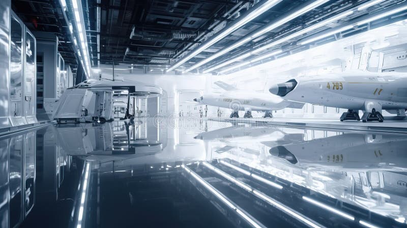 White and Black Glossy Interior Space Facility Maintenance Cargo, Sci ...