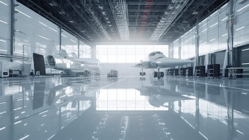 White and Black Glossy Interior Space Facility Maintenance Cargo, Sci ...