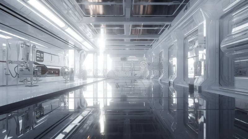 White and Black Glossy Interior Space Facility Maintenance Cargo, Sci ...