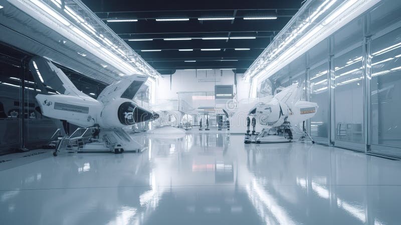 White and Black Glossy Interior Space Facility Maintenance Cargo, Sci ...