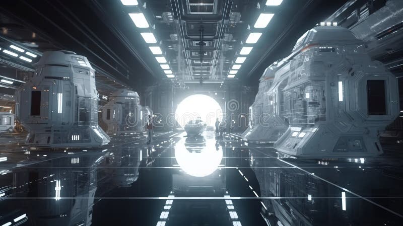 White and Black Glossy Interior Space Facility Maintenance Cargo, Sci ...