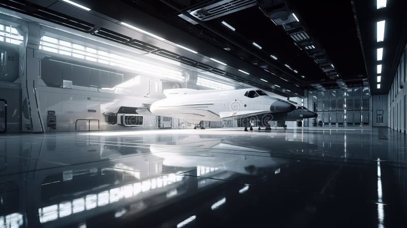 White and Black Glossy Interior Space Facility Maintenance Cargo, Sci ...