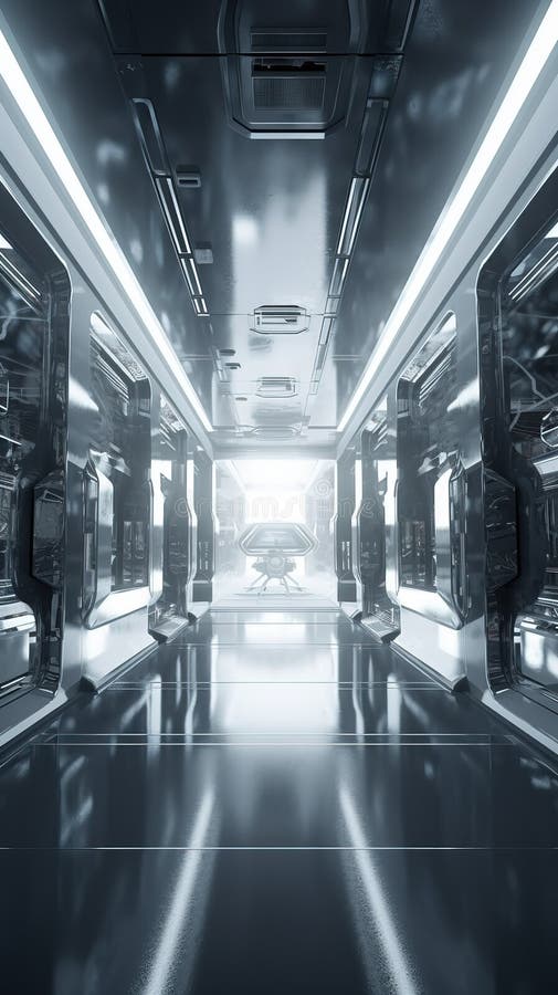 White and Black Glossy Interior Space Facility Maintenance Cargo, Sci ...