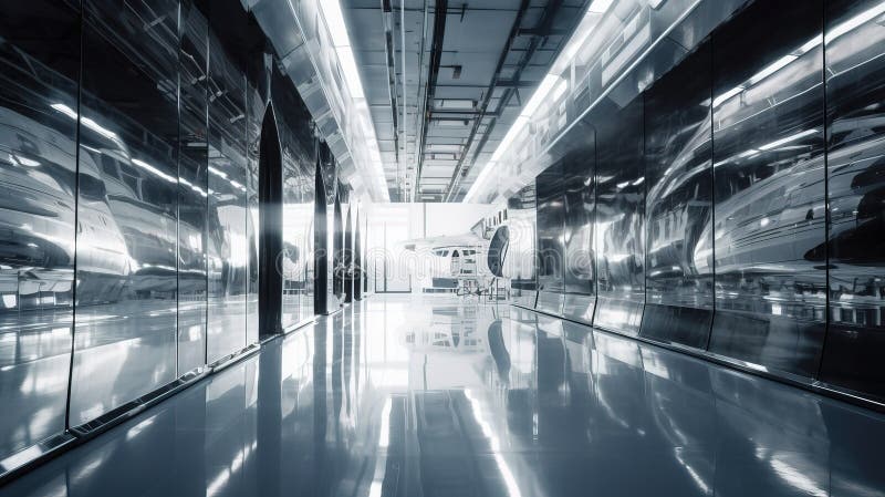 White and Black Glossy Interior Space Facility Maintenance Cargo, Sci ...