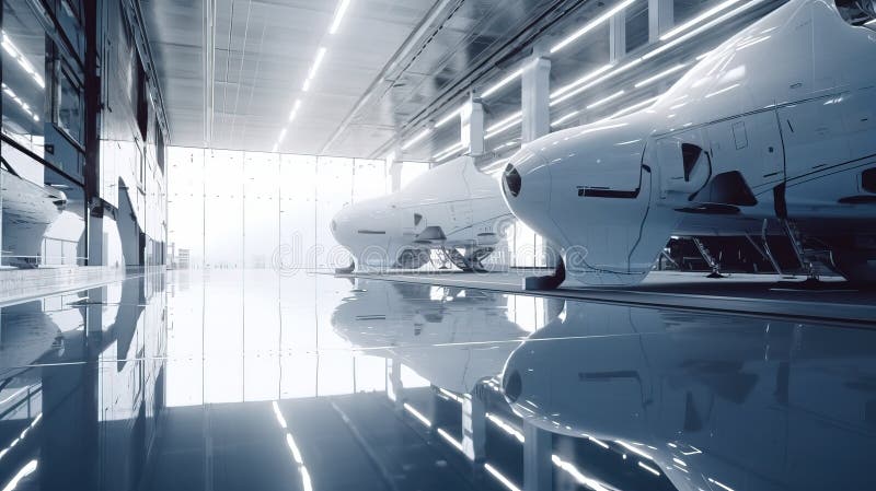 White and Black Glossy Interior Space Facility Maintenance Cargo, Sci ...