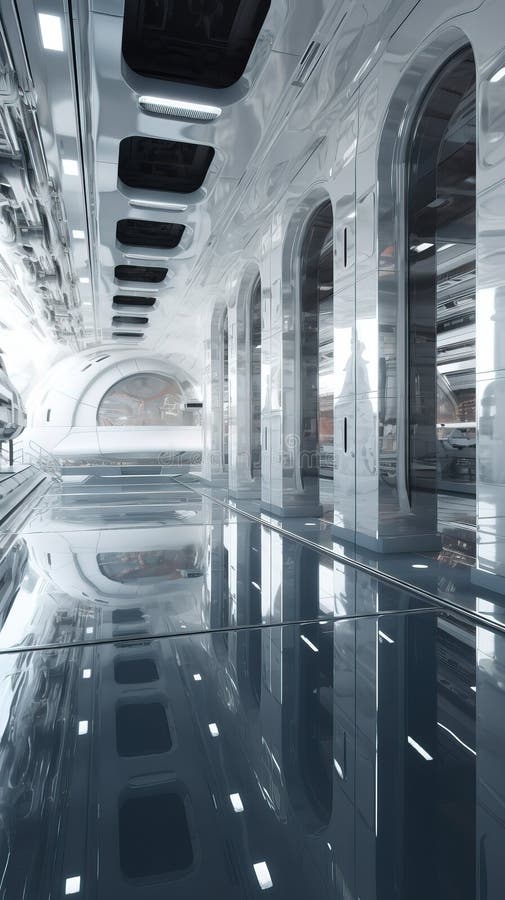 White and Black Glossy Interior Space Facility Maintenance Cargo, Sci ...