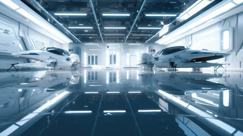 White and Black Glossy Interior Space Facility Maintenance Cargo, Sci ...