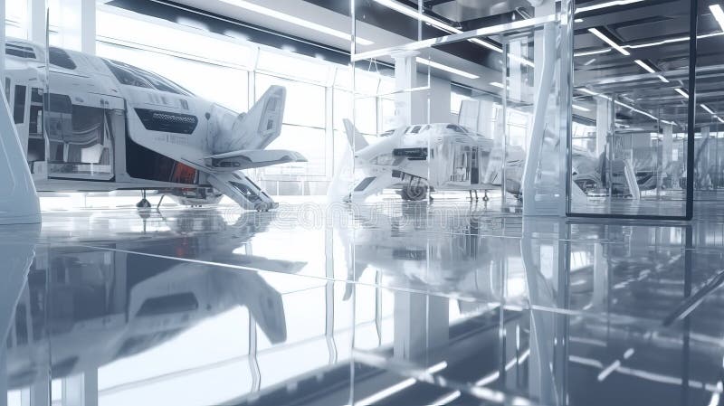 White and Black Glossy Interior Space Facility Maintenance Cargo, Sci ...