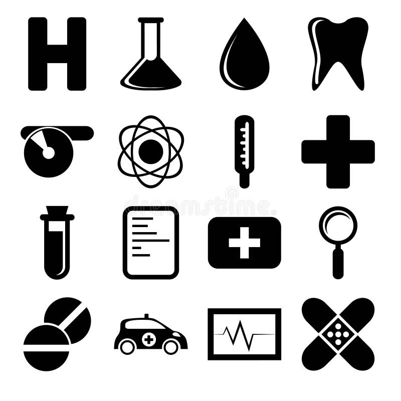 White and Black Health Icons Stock Vector - Illustration of balance ...
