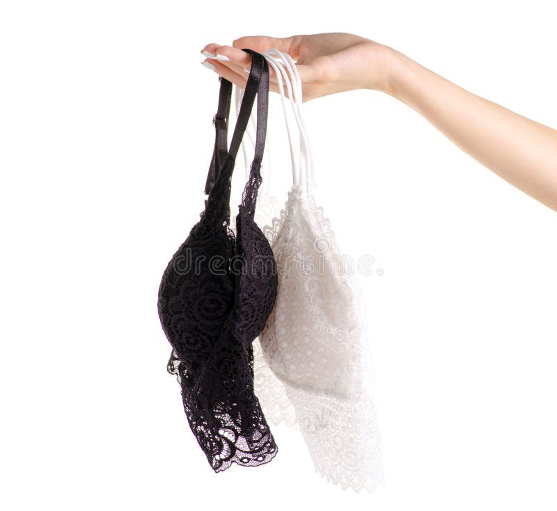 The Black Lace Bra Lace in Hand Stock Photo - Image of romance, lady ...