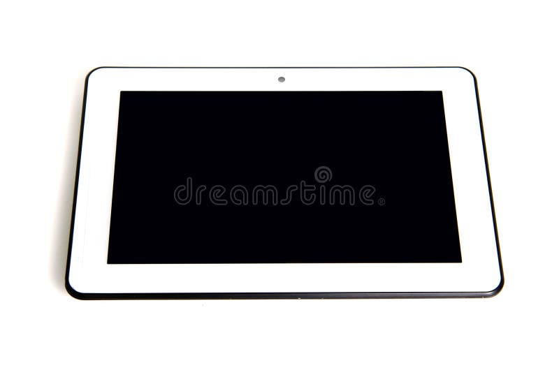 White and Black Modern Touchscreen Tablet Isolated on White Back Stock ...