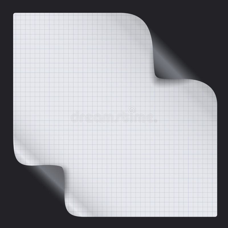 White Black Note Notebook Paper with Curled Corners for Text or ...