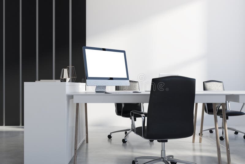 Corner Computer Desk with Chair Top View Outline Icon Stock Vector ...