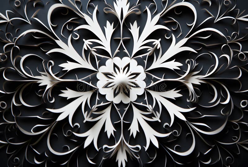 Intricate White Papercut Arabesque Pattern Stock Illustration ...