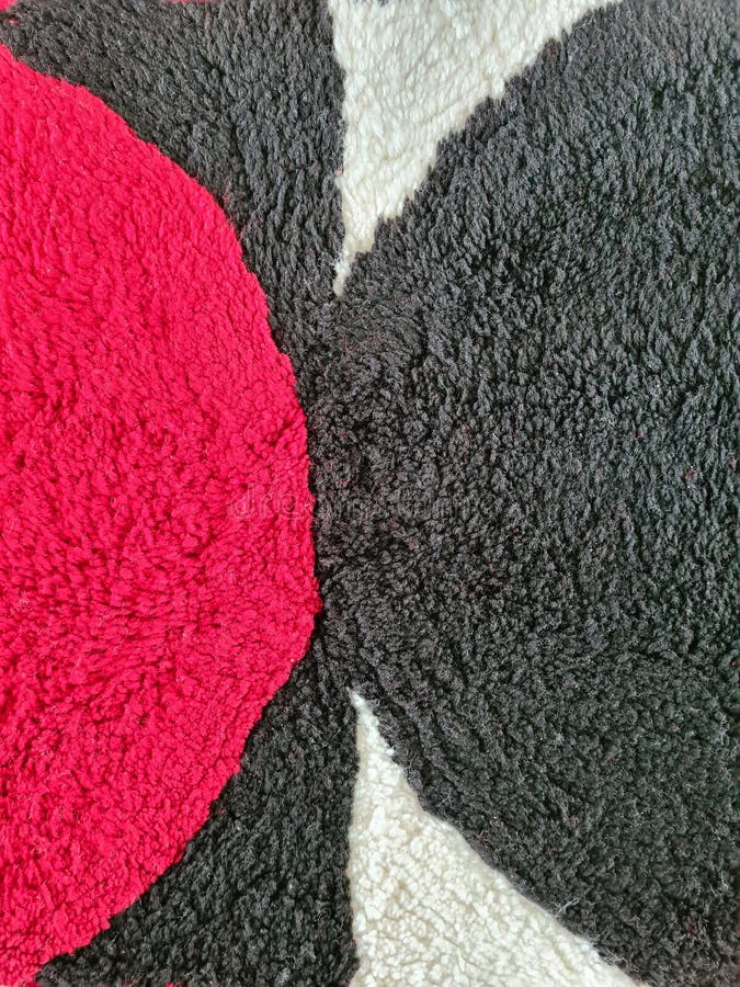 White, Black and Red Circular Pattern Wool Rug Stock Image - Image of ...