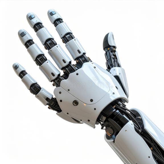 White and Black Robotic Hand with Detailed Joints Stock Illustration ...