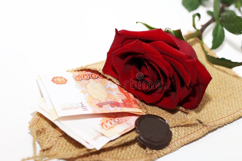 White and Black Rose and Money Stock Image - Image of holiday, bouquet ...