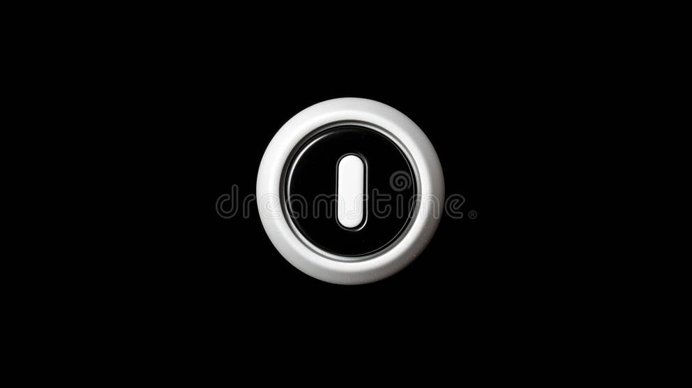 White and Black Round Power Button on Dark Background. Control Panel ...
