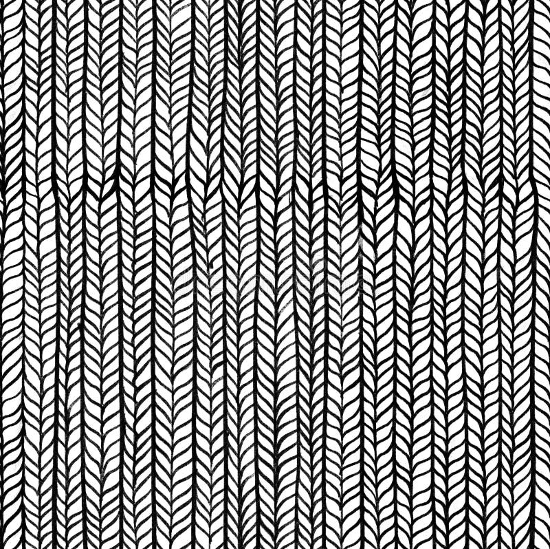 White and Black Sketch Knit Texture Seamless Pattern Stock Illustration ...