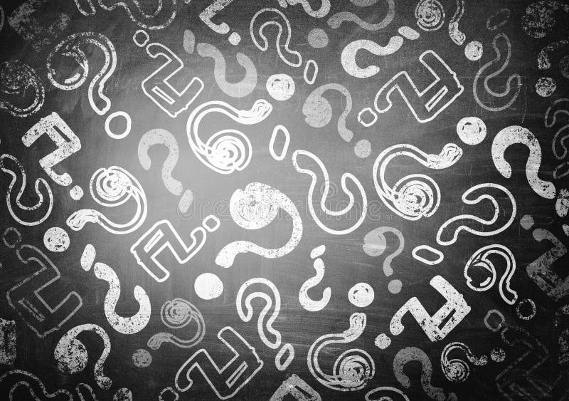 White and Black Sketch with Question Marks on Chalkboard Stock ...