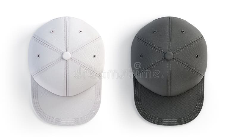 White and Black Snap Back Mock Up, Blank Hat Template, Isolated on ...
