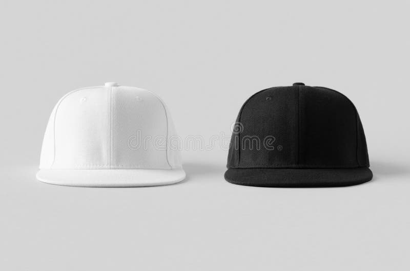 Black Snapback Cap Mockup on a Grey Background Stock Image - Image of ...
