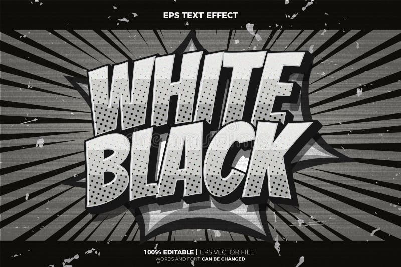 White Black Vintage Comic Cartoon Super Hero Text Effect Stock Vector ...