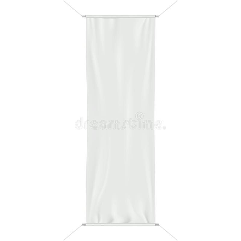 White Blank Advertising Banner Realistic Vector Mockup. Empty Vertical ...