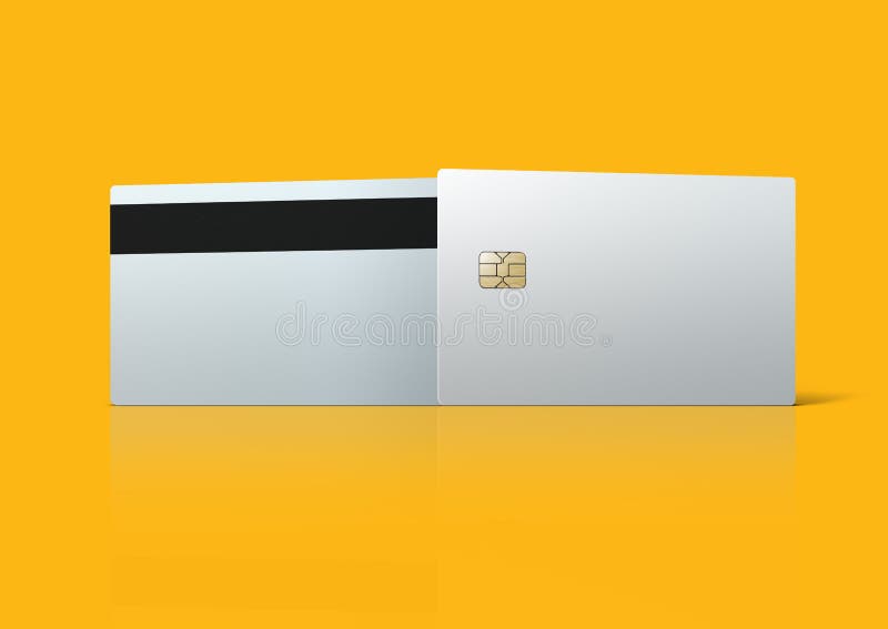 Template of White Blank Bank Card Chip Isolated on White Stock ...