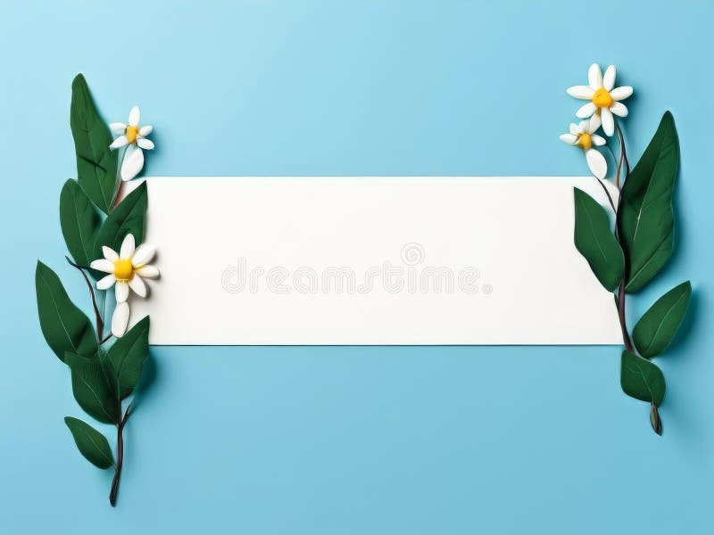 White Blank Banner with Flowers Stock Illustration - Illustration of ...
