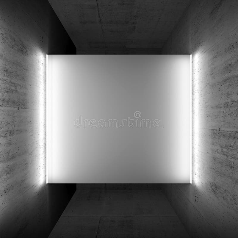 White Blank Banner with Neon Light Stock Illustration - Illustration of ...